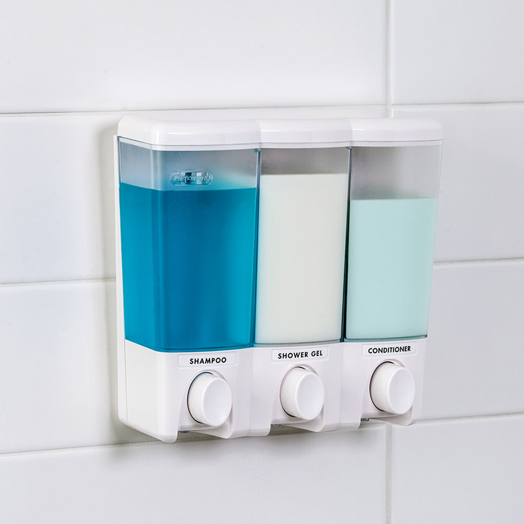 CLEAR CHOICE Shower Dispenser 3 Chamber | Liquid Soap Dispenser - Wall ...
